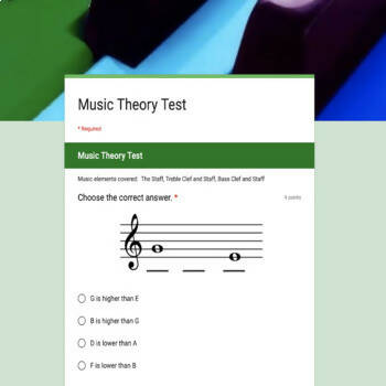 Google Classroom DIGITAL Music Theory Lesson 4 TEST UNIT 1 - Self-Grad ...