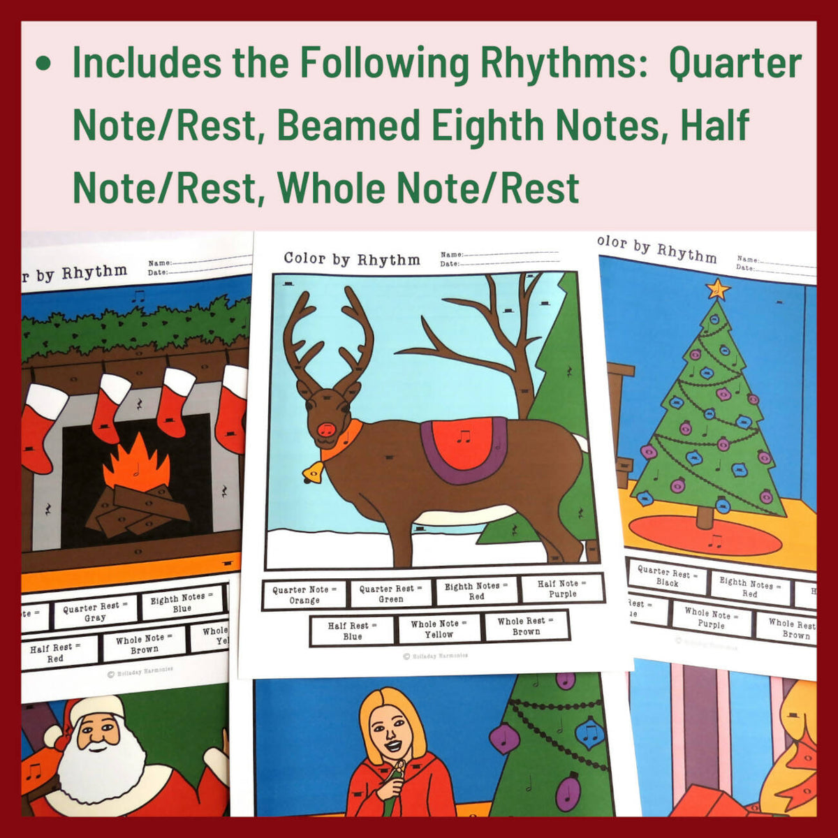 Christmas Themed Color by Rhythm | Christmas Music Activities – Music ...