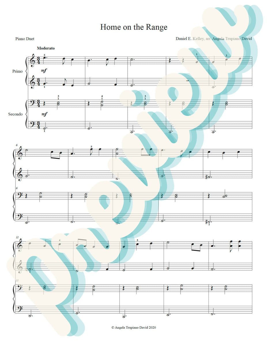 Home on the Range (Late Beginner Piano Duet) – Music Teacher Resources