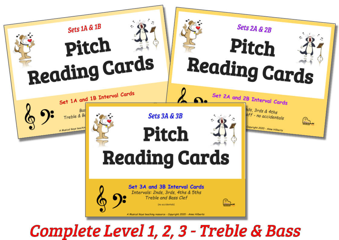 Pitch Reading Flash Cards - Levels 1, 2, & 3 Bundle – Music Teacher ...