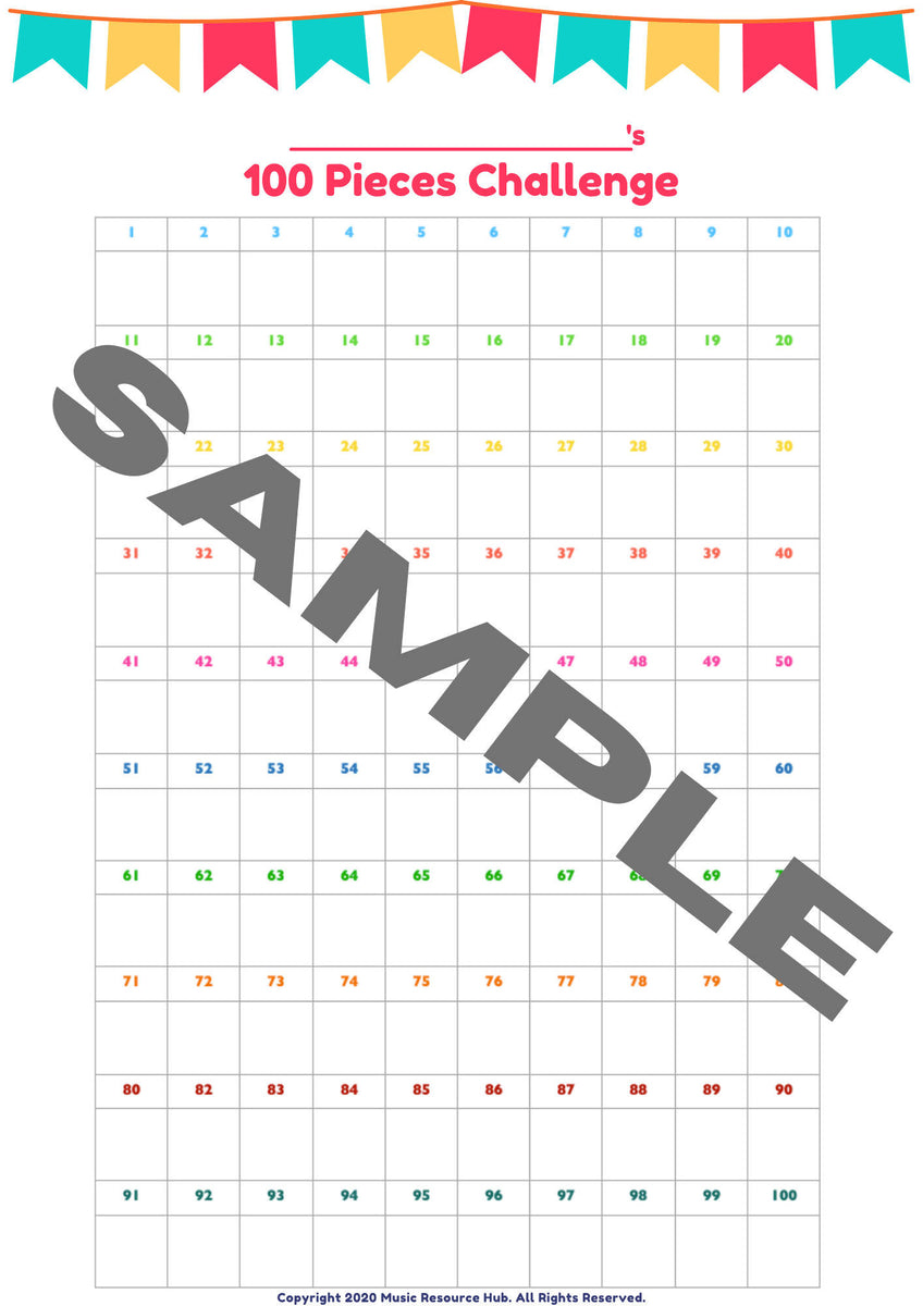 100 Pieces Challenge Charts – Music Teacher Resources