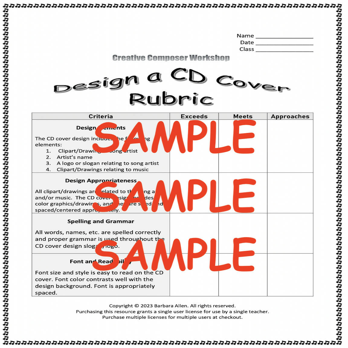 Design a CD Cover -- Music Lesson Project - Printable – Music Teacher ...