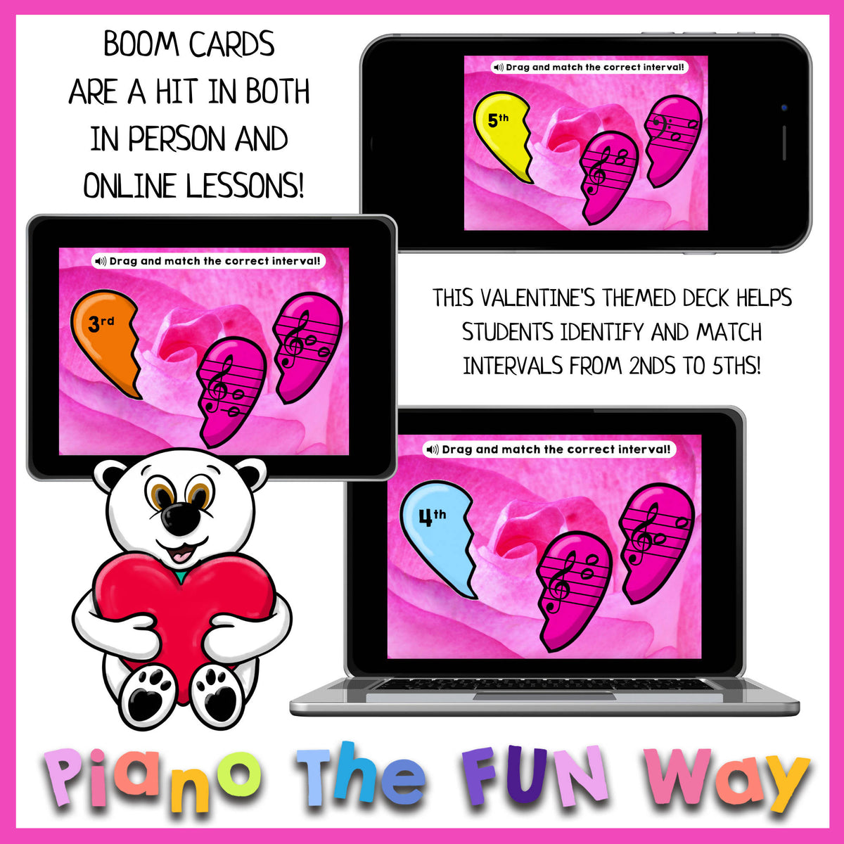 Boom Cards: Interval Puzzle 2nds to 5ths Valentines Themed – Music ...