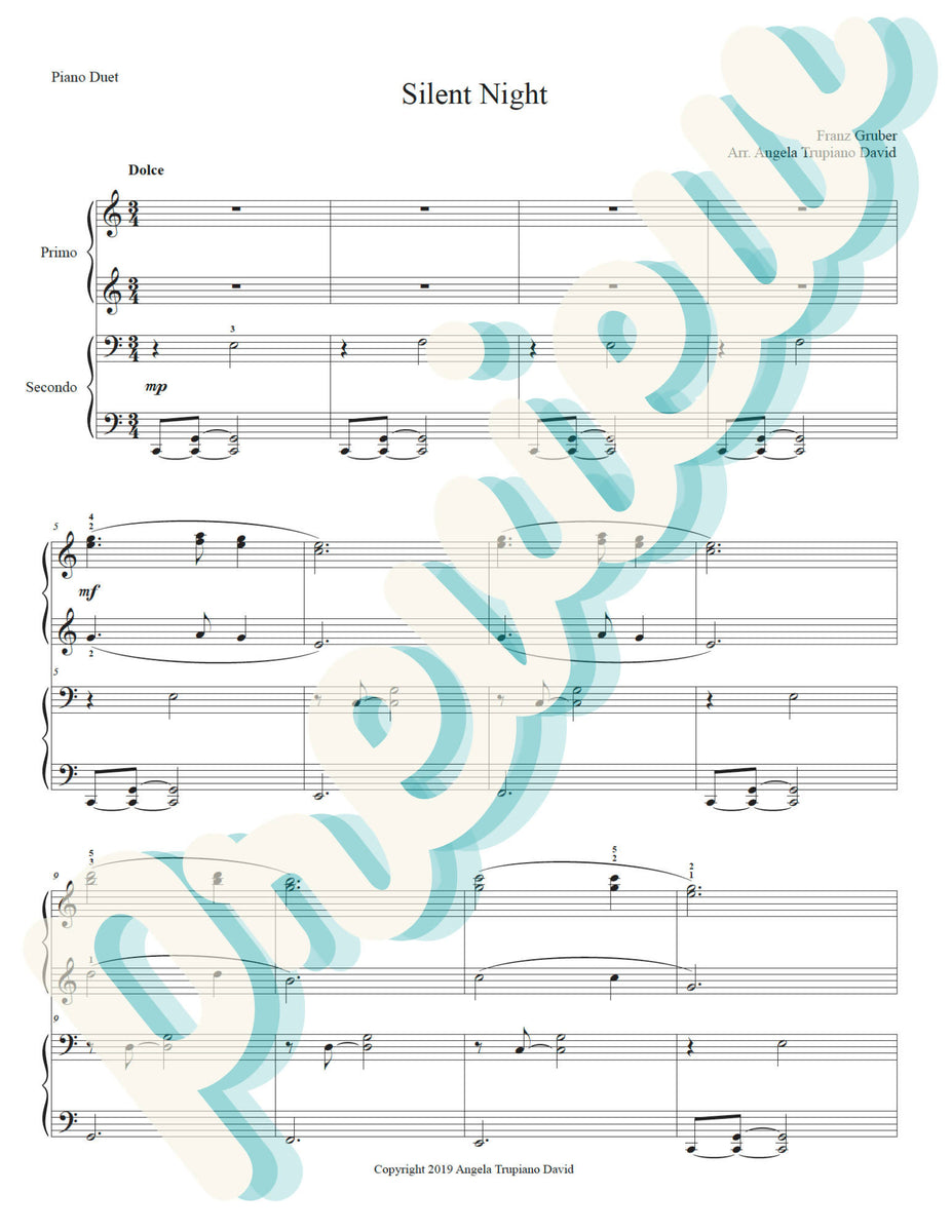 Silent Night (Late Beginner Piano Duet) – Music Teacher Resources