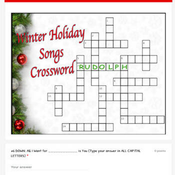 Digital Winter Holiday Music Crossword Puzzle – Music Teacher Resources