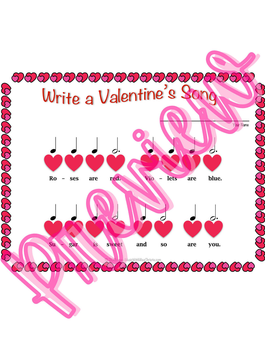 Write a Valentines Song: Pre-reading Composition Activity – Music ...
