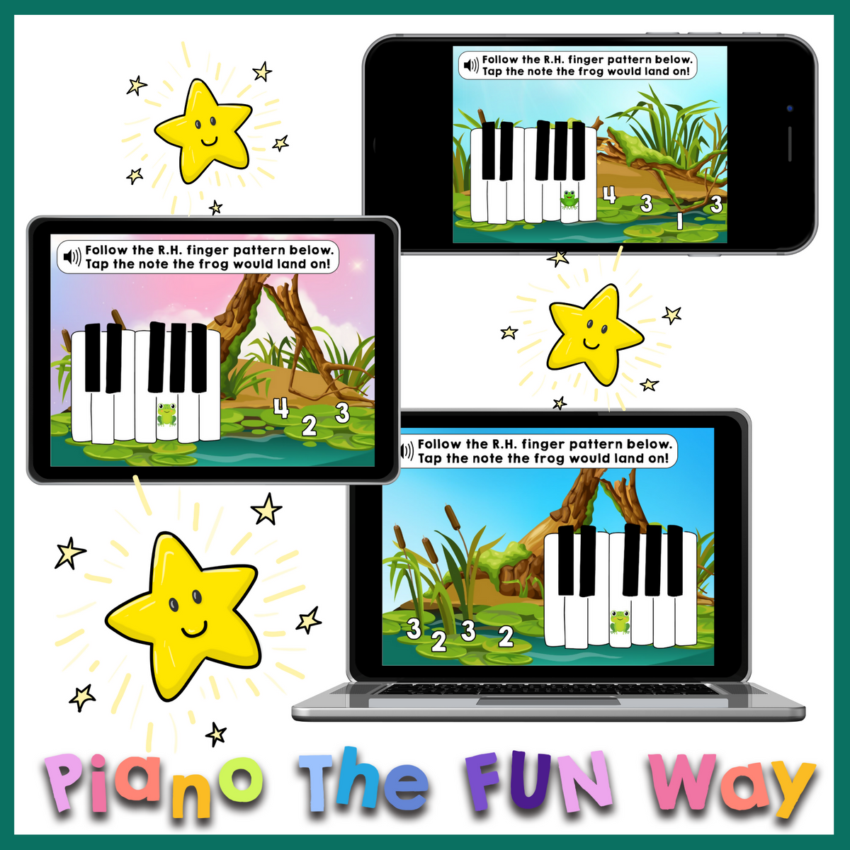 Boom Cards: Froggy Fingers (Right Hand Finger Patterns) – Music Teacher ...