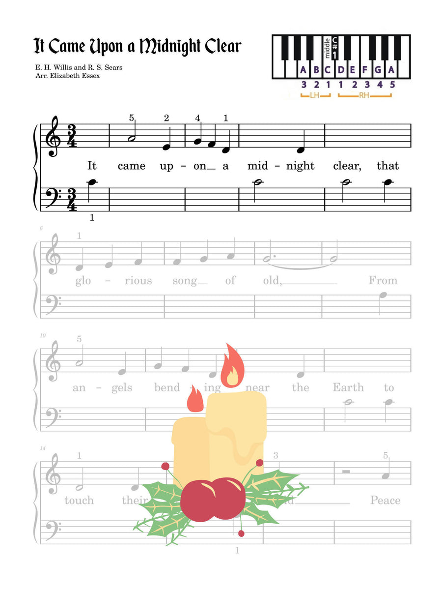 Christmas Carol primer level middle c position easy beginner it Came ...