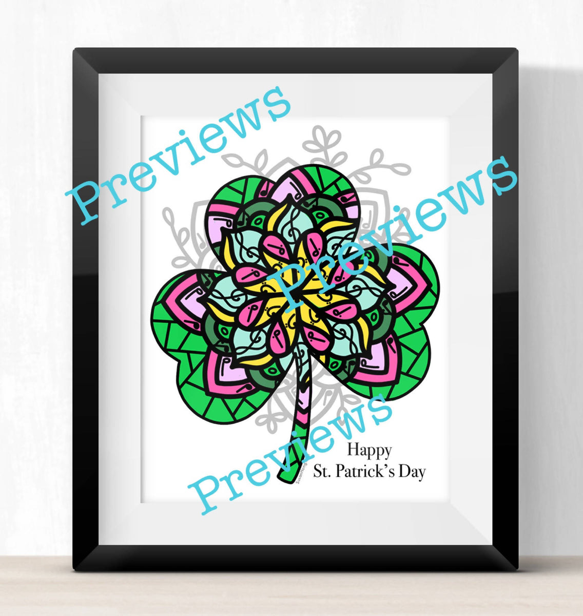 St. Patrick's Day Mandala Poster and coloring page Bundle – Music ...