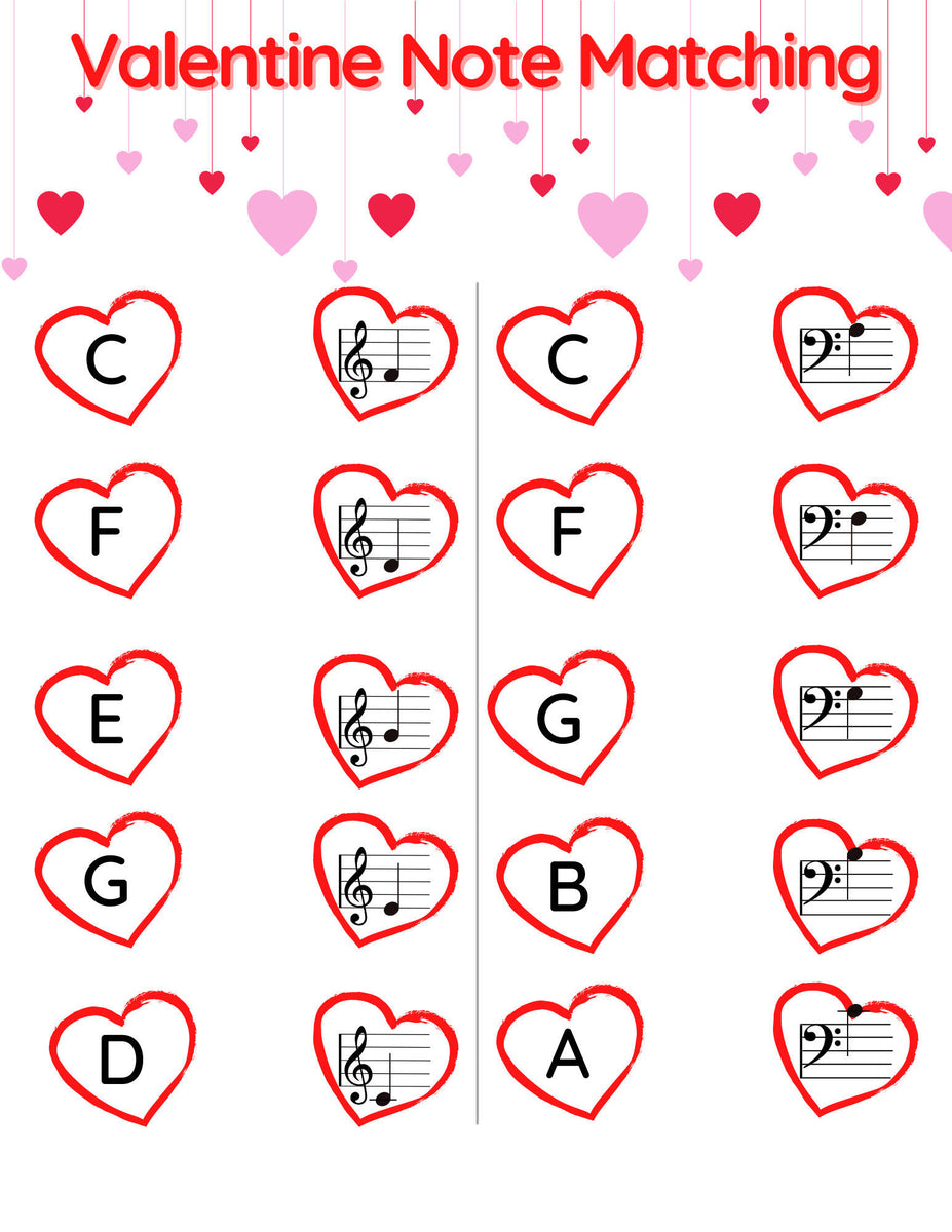 Valentine Note Matching Worksheet - Studio License – Music Teacher ...