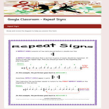 Google Classroom DIGITAL Music Theory Lesson 18: Repeat Signs - Self-G ...