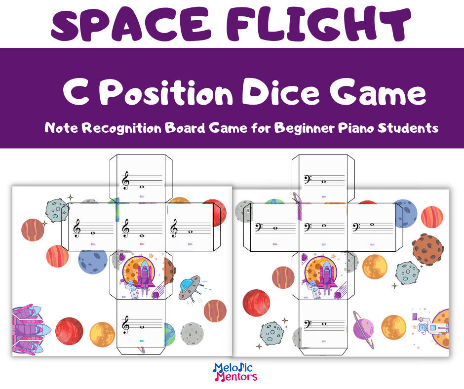 Space Flight Dice Game - C Position Note Recognition – Music Teacher ...