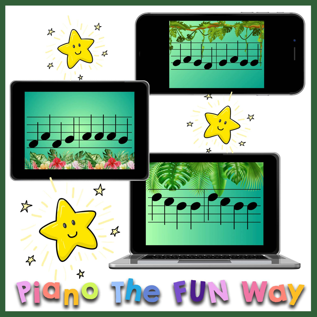 Boom Cards: Sight Reading Cards (Same, Skip, Step) Tropical – Music ...