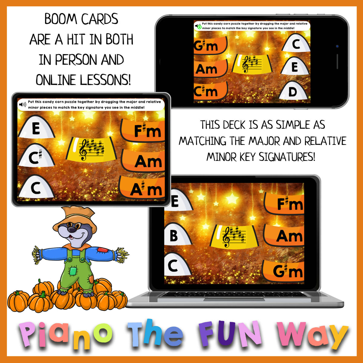Boom Cards: Candy Corn Key Signatures 2 (Treble) – Music Teacher Resources