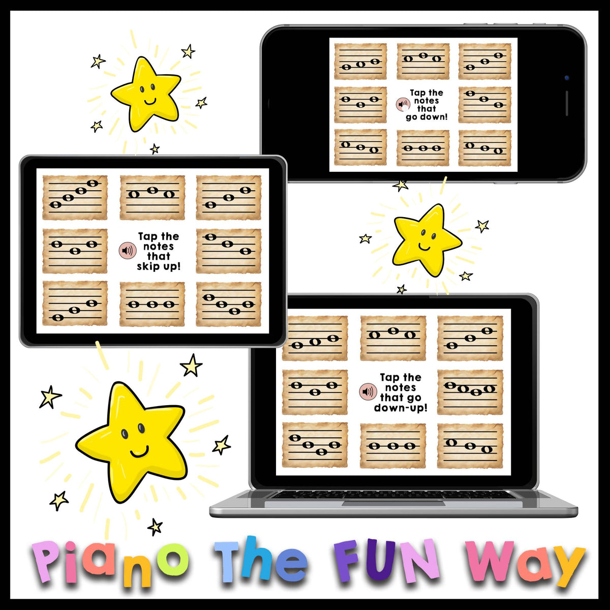 Boom Cards: Directional Reading (Steps, Skips, Up and Down) – Music ...