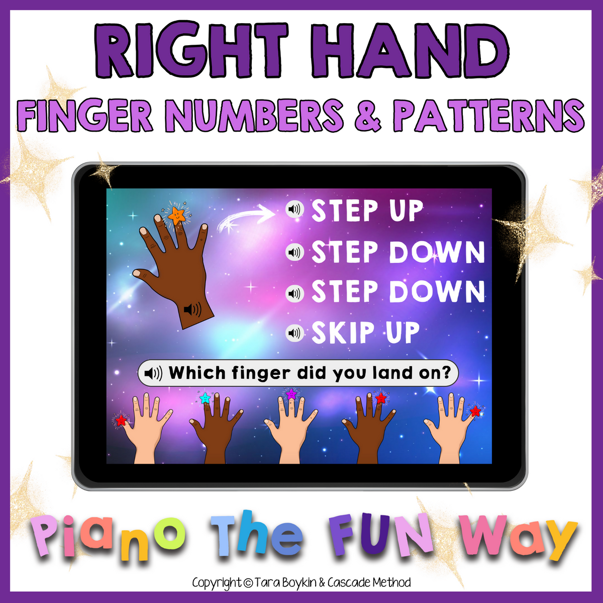 Boom Card: Right Hand Finger Numbers- Steps/Skips, Up/Down, (Star ...