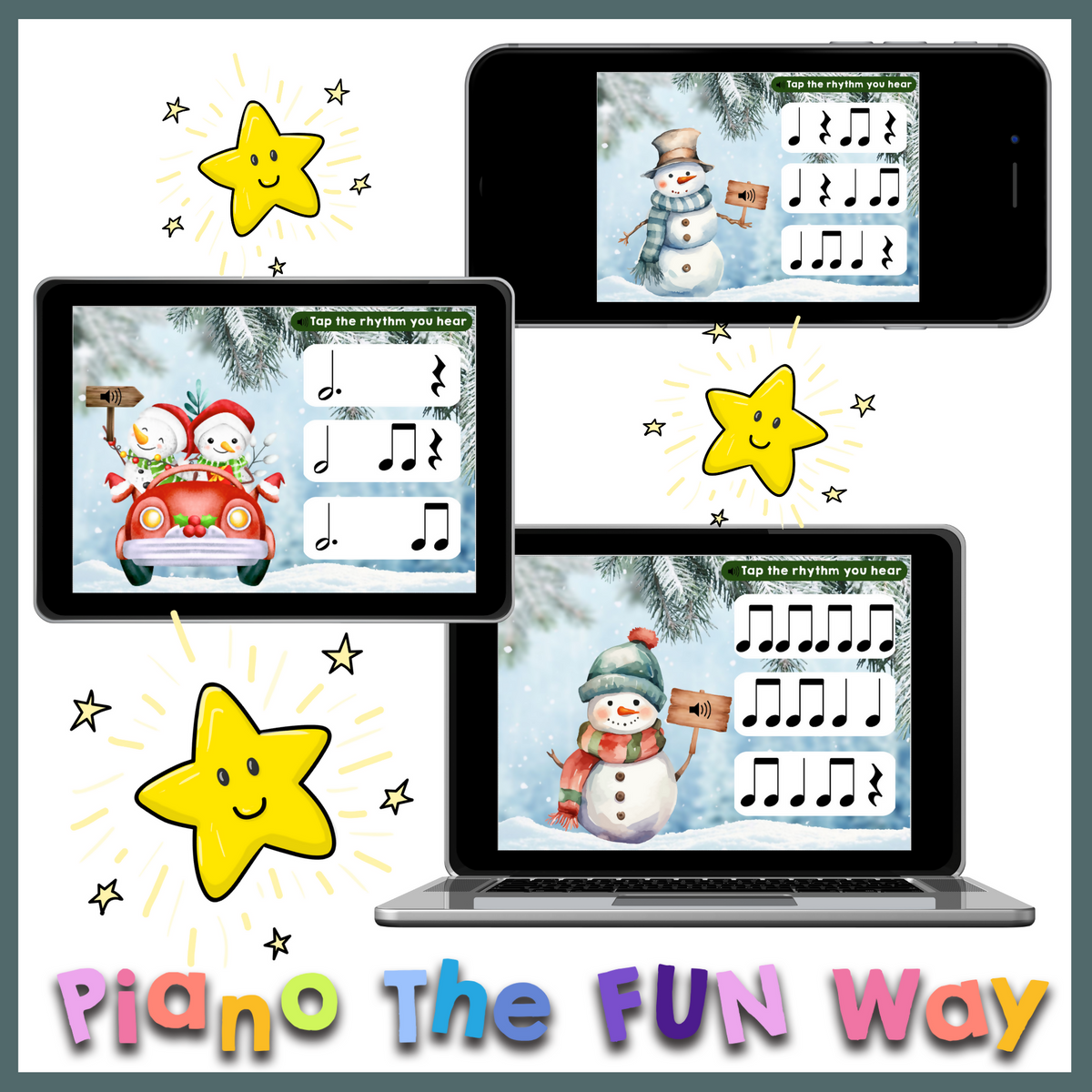 Boom Card: Rhythm Ear Training (Snowman / Winter Theme) – Music Teacher ...