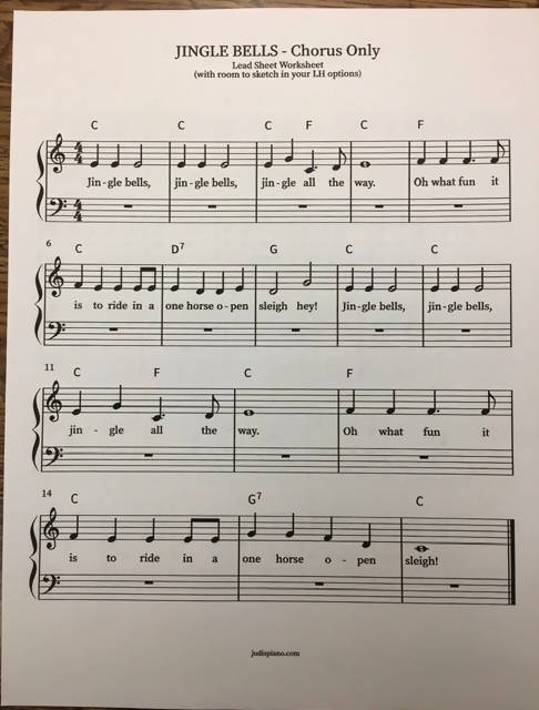A Lead Sheet Worksheet - Jingle Bells - by JudisPiano – Music Teacher ...
