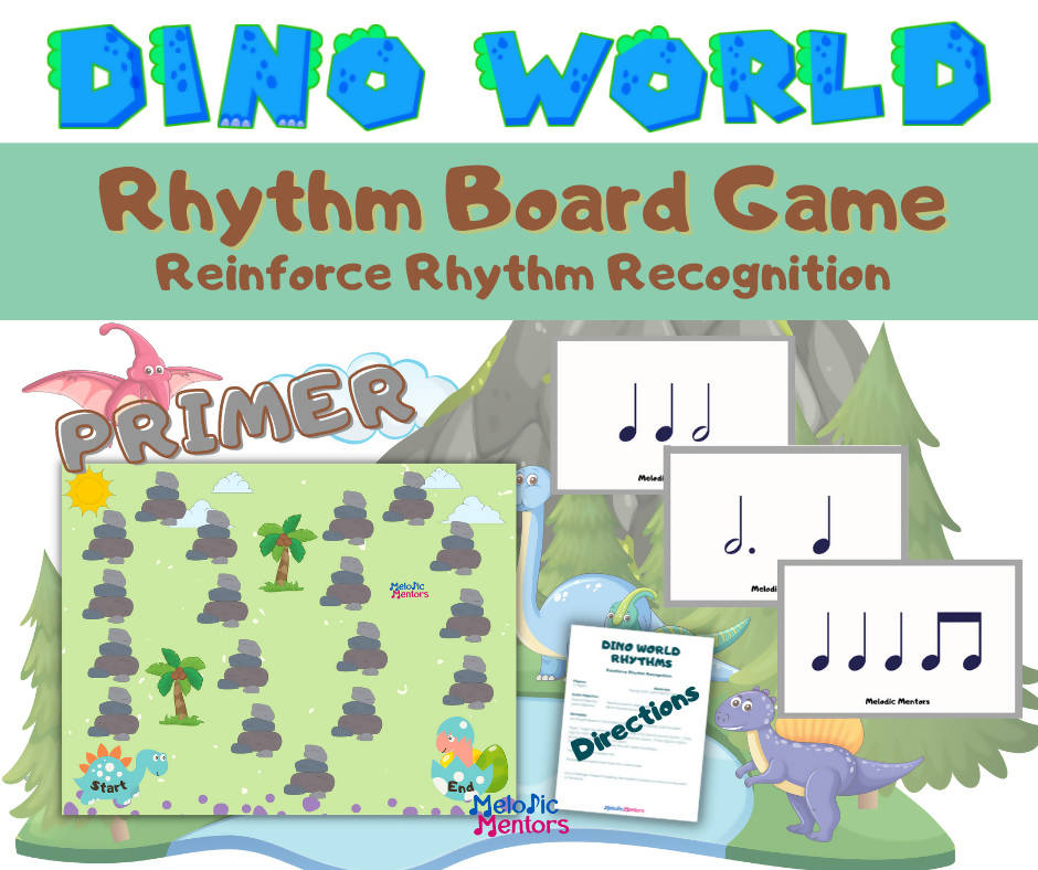 Dino World Primer Rhythm Board Game – Music Teacher Resources