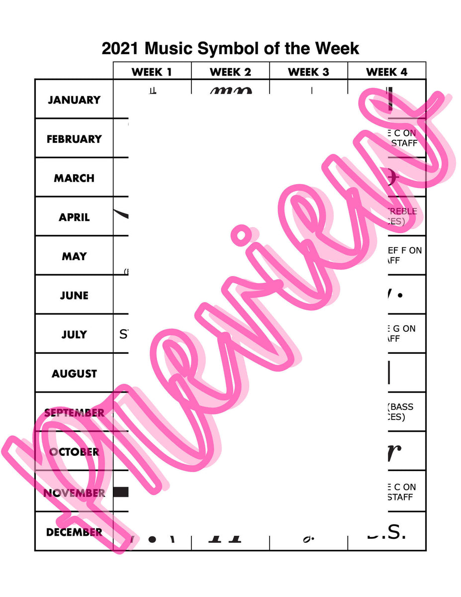 2021 Music Symbol of the Week Calendar – Music Teacher Resources