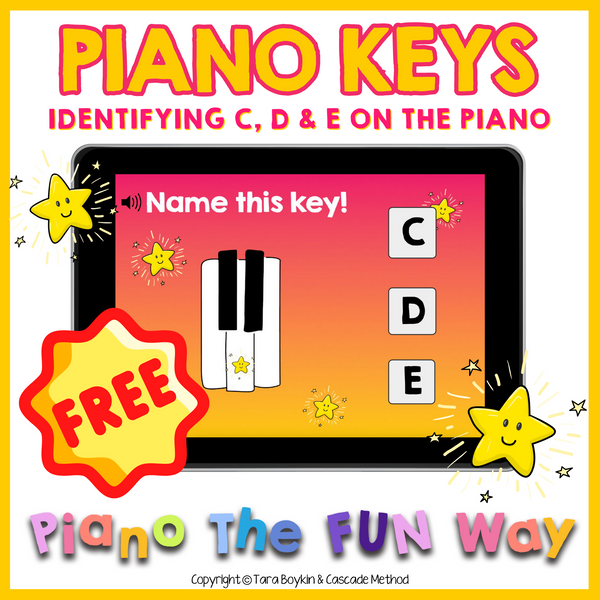 Boom Cards: Star Piano Keys C-D-E (Free) – Music Teacher Resources