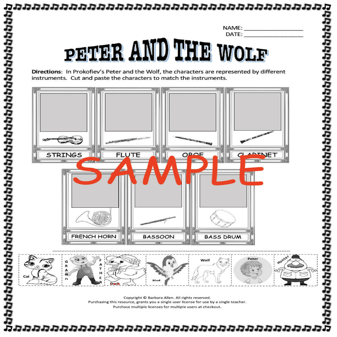 Peter and the Wolf - Activity Fun Worksheets Packet (Answer Keys Inclu ...