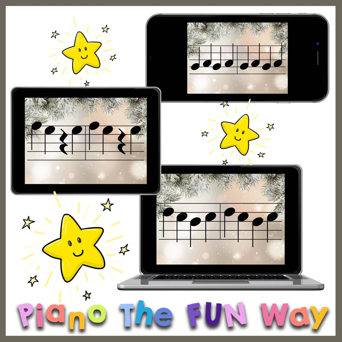 Boom Cards: Sight Reading (Same, Skip, Step) Christmas Theme – Music ...