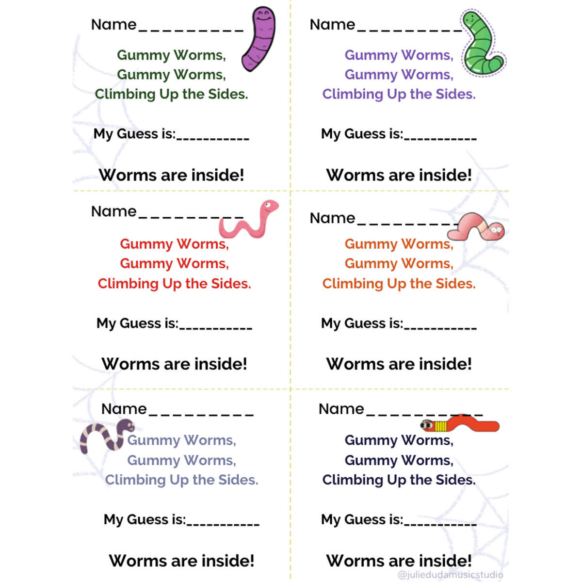 FUN for YOUR Studio Gummy Worm Guessing Game – Music Teacher Resources