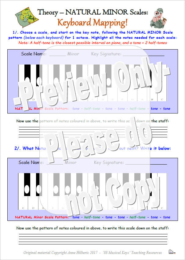 Minor Scales Worksheet Visual - NATURAL Minor – Music Teacher Resources
