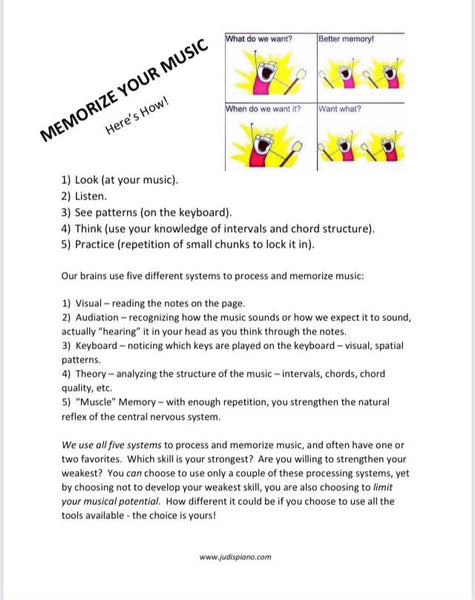 Memorize your Music - Here's How! (JudisPiano) – Music Teacher Resources