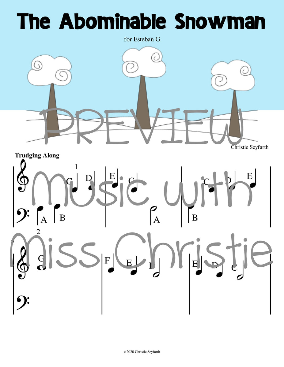 The Abominable Snowman: A Pre-staff Piano Solo – Music Teacher Resources
