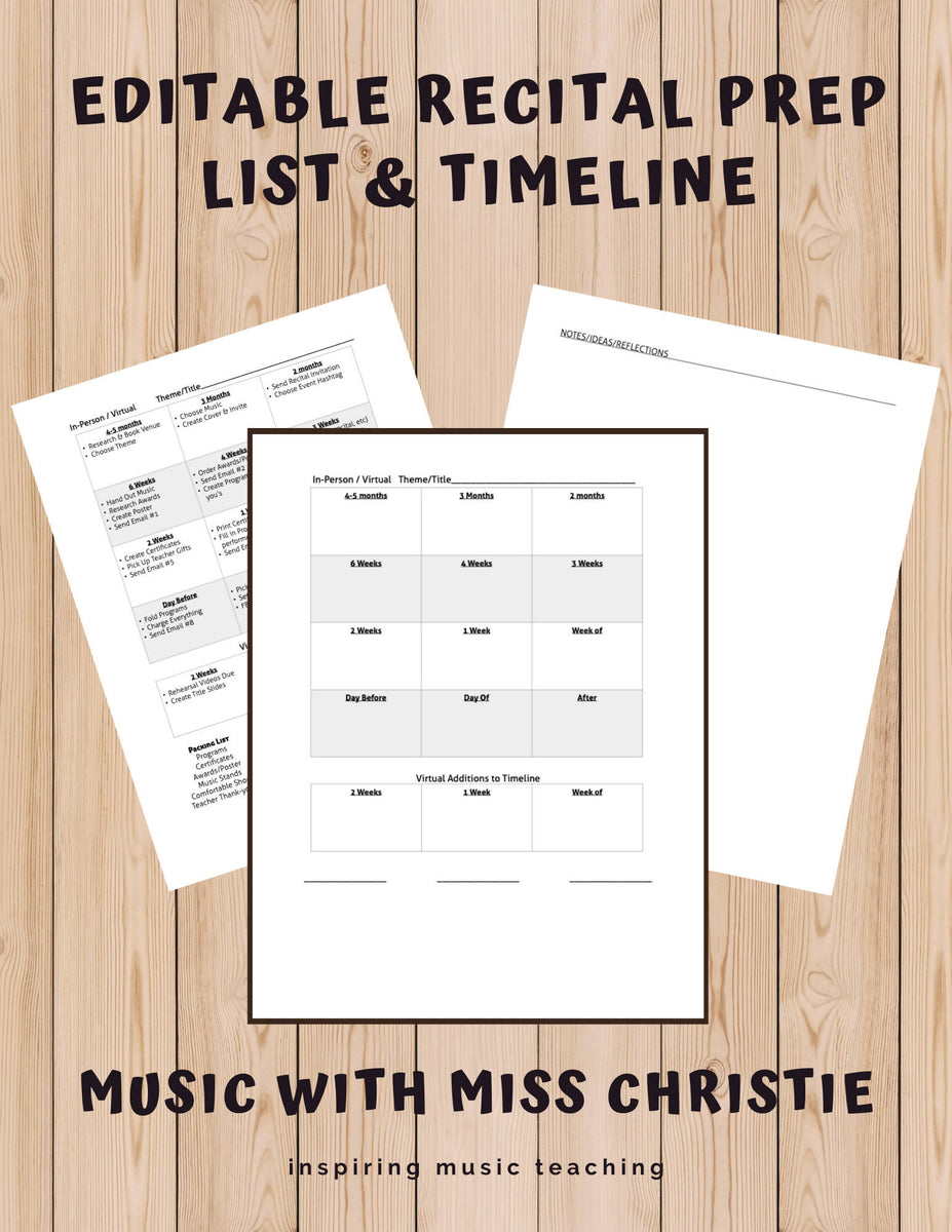 Editable Recital Prep List & Timeline (PowerPoint) – Music Teacher ...