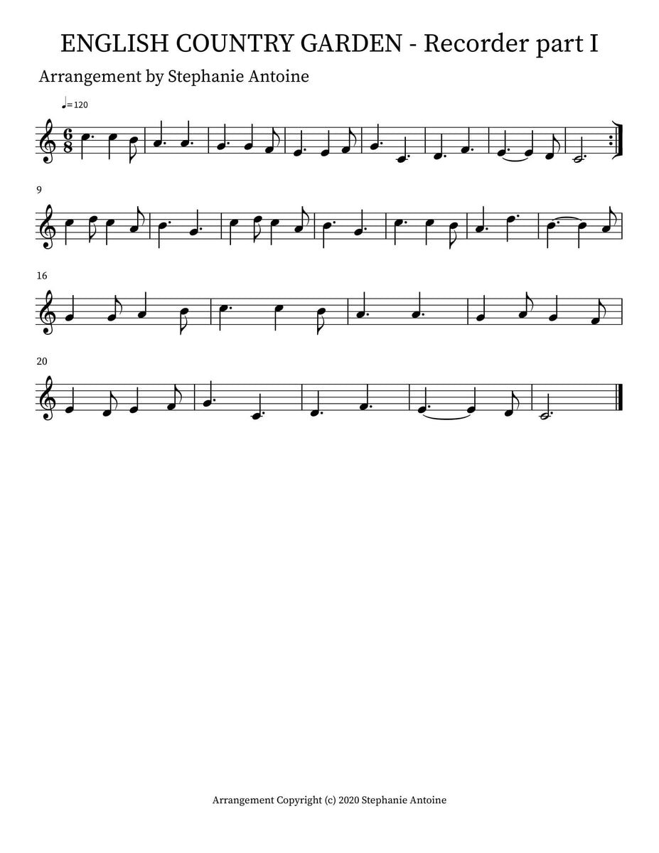 English Country Garden - Recorder I – Music Teacher Resources
