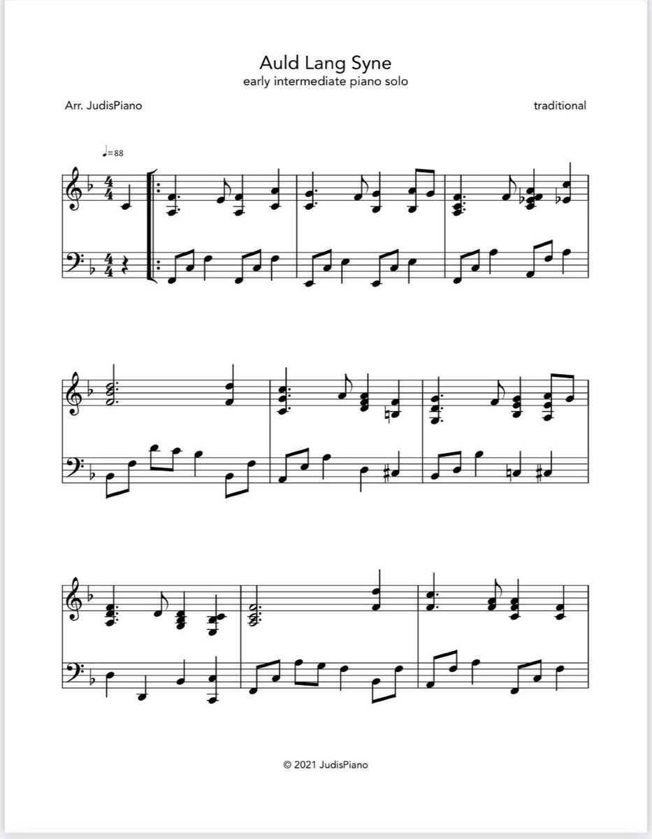 Auld Lang Syne Piano Solo – Music Teacher Resources