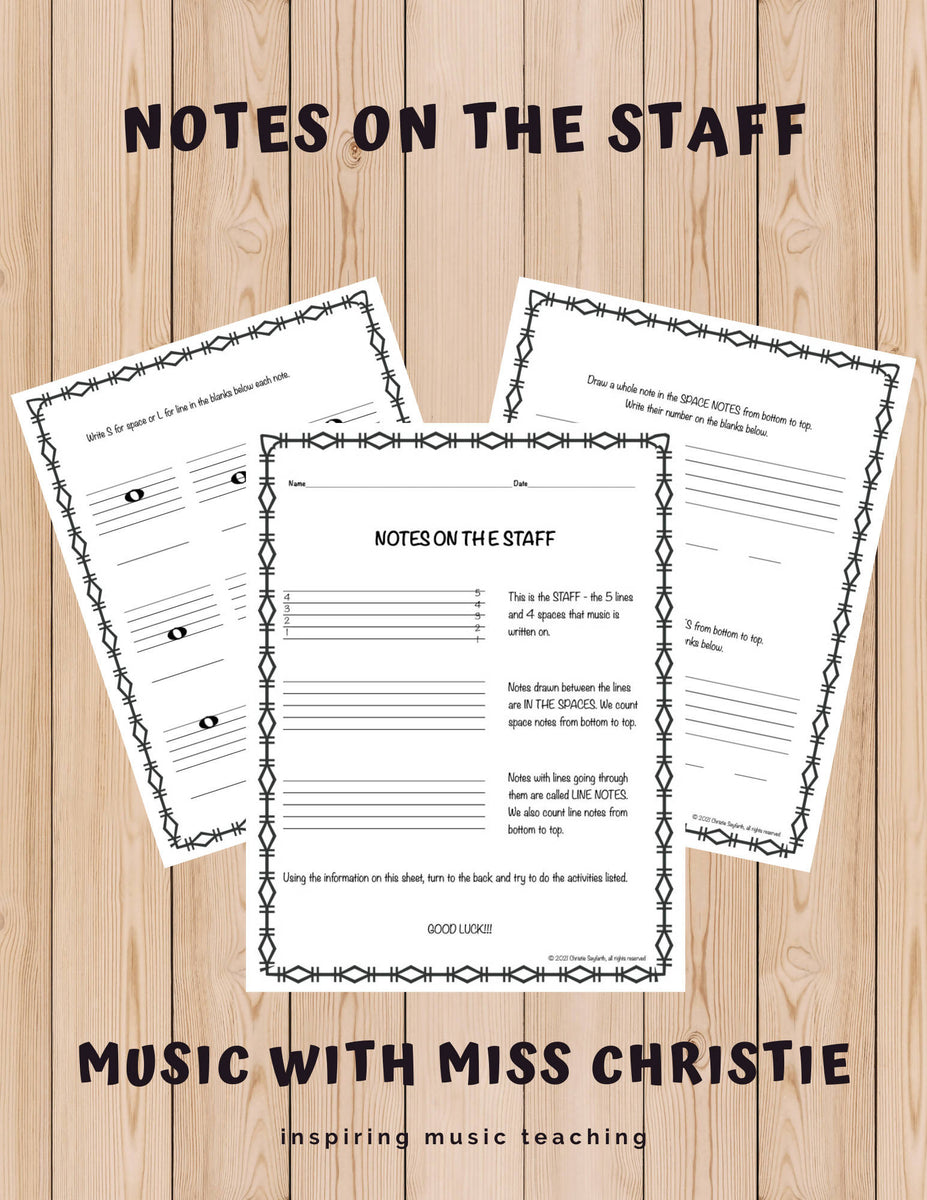 Notes on the Staff Worksheets – Music Teacher Resources
