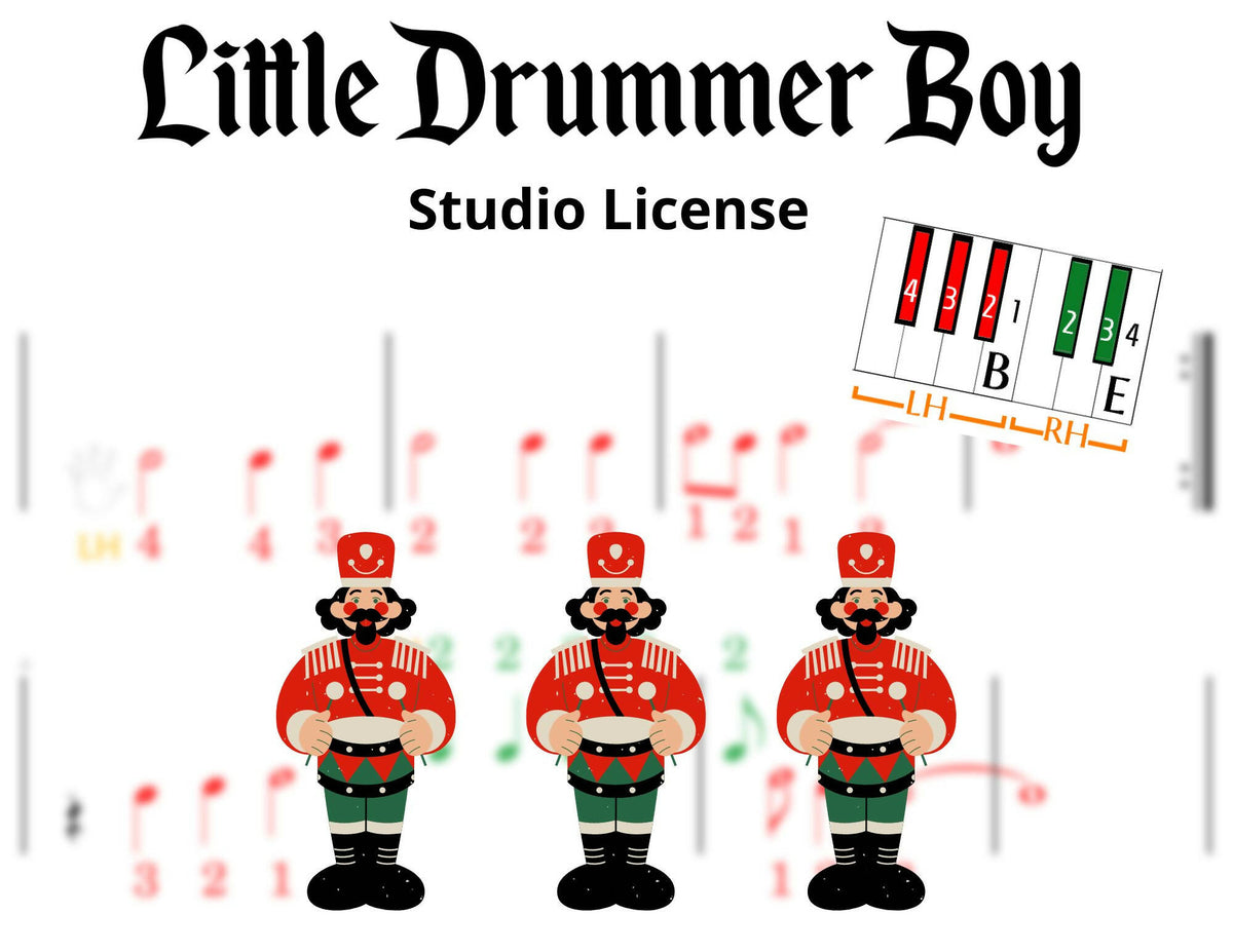 Little Drummer Boy - Pre-staff Finger Numbers on Black + White Keys ...