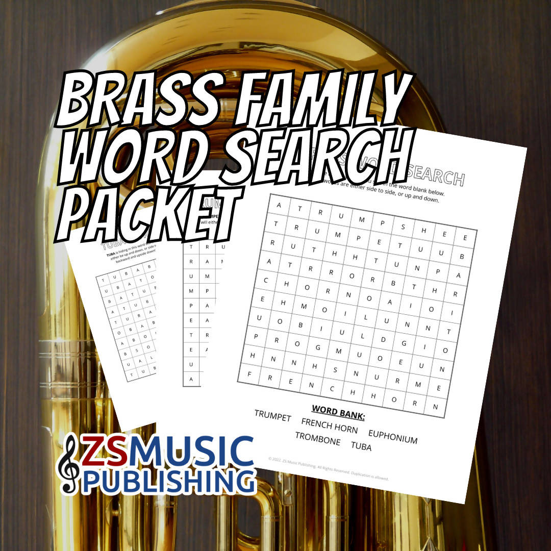 Brass Family Word Search Packet – Music Teacher Resources