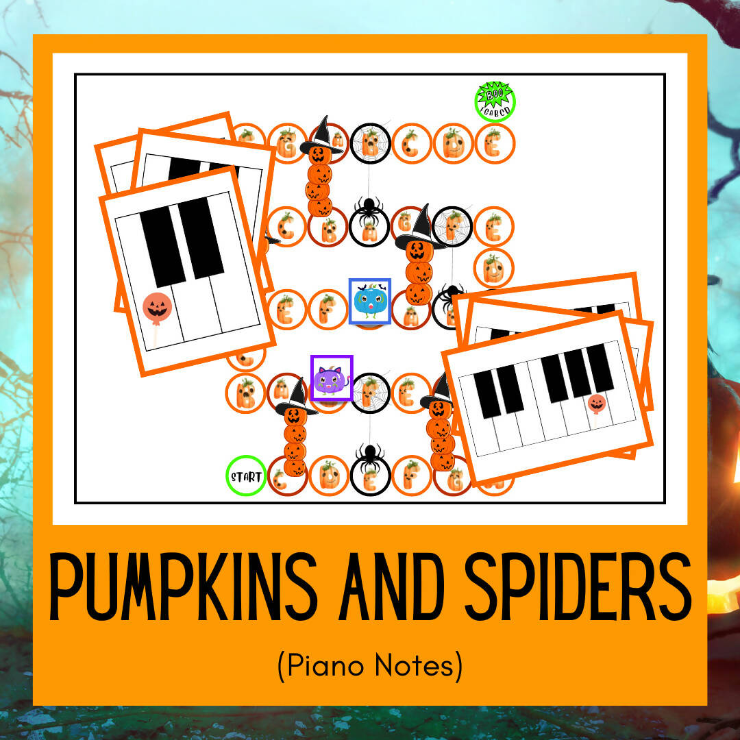 Pumpkins and Spiders | Piano Notes Game – Music Teacher Resources
