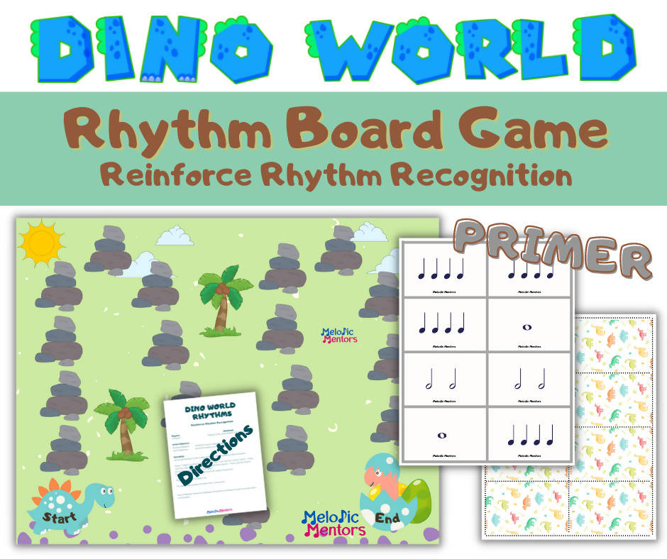 Dino World Primer Rhythm Board Game – Music Teacher Resources