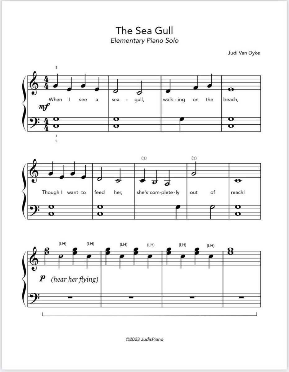 The Sea Gull - elementary piano solo – Music Teacher Resources