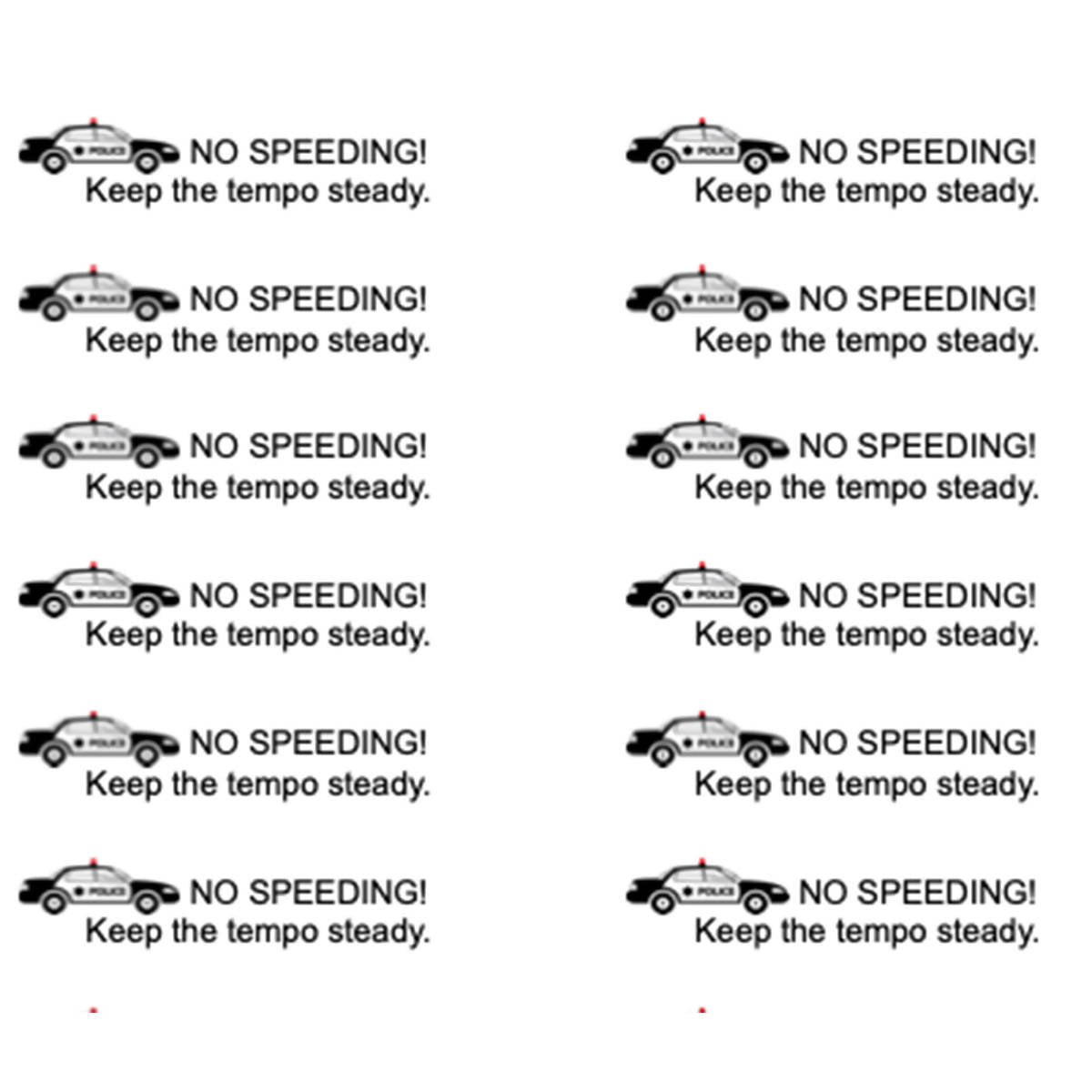 Stickers: No Speeding! – Music Teacher Resources