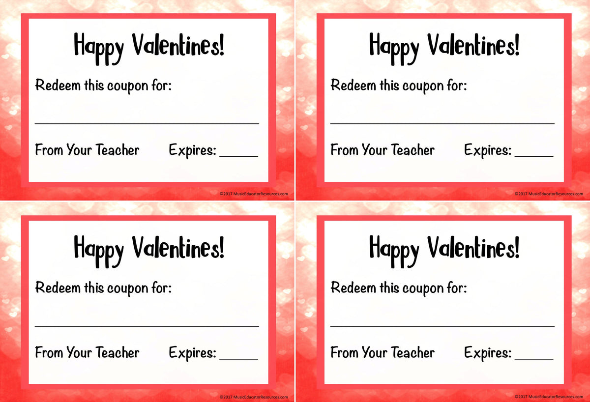 Valentine Coupons – Music Teacher Resources