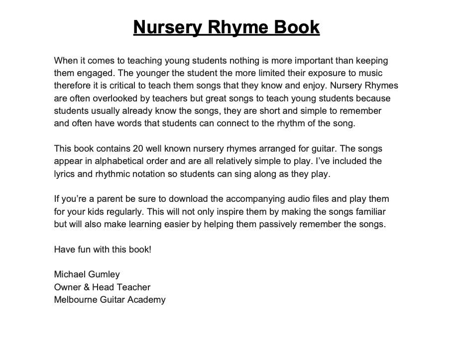 Nursery Rhymes For Guitar – Music Teacher Resources